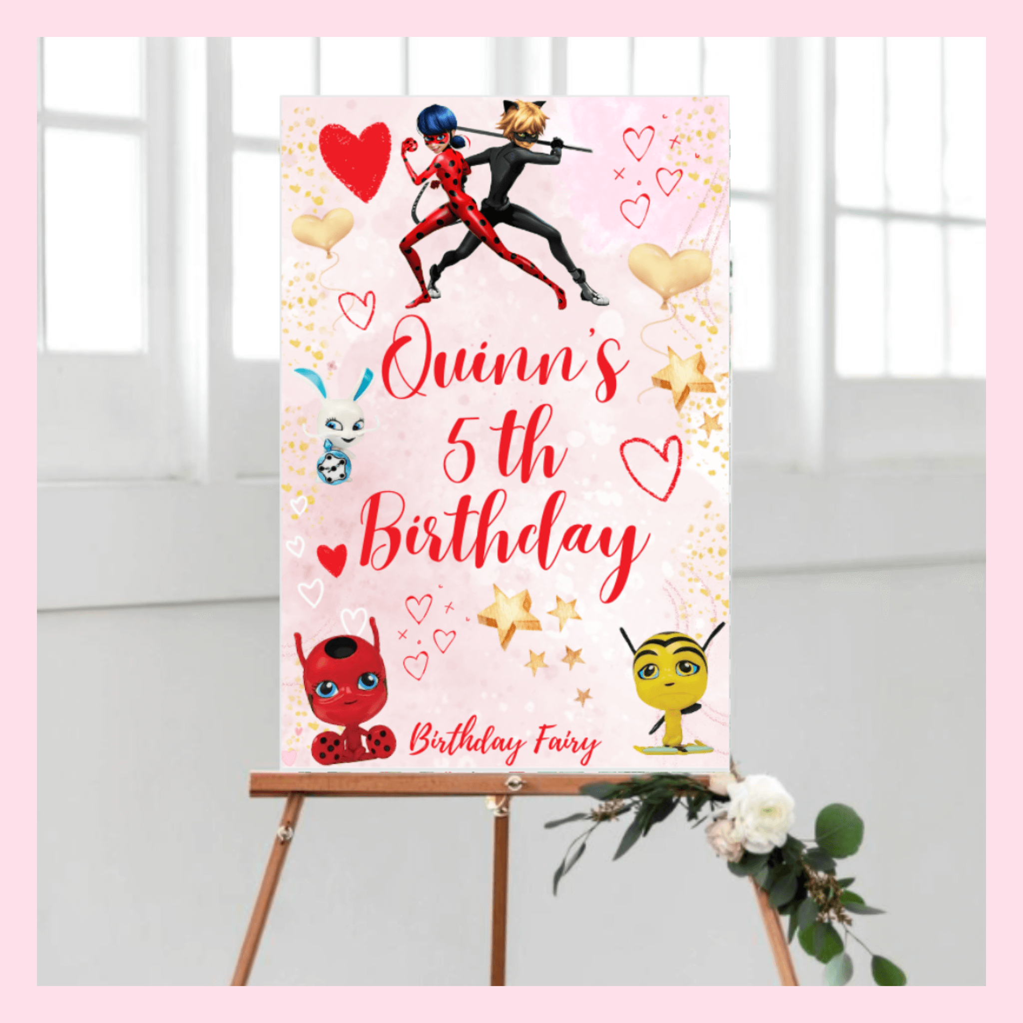 Custom Miraculous Ladybug Kids Birthday Party Sign | Delivery Australia ...