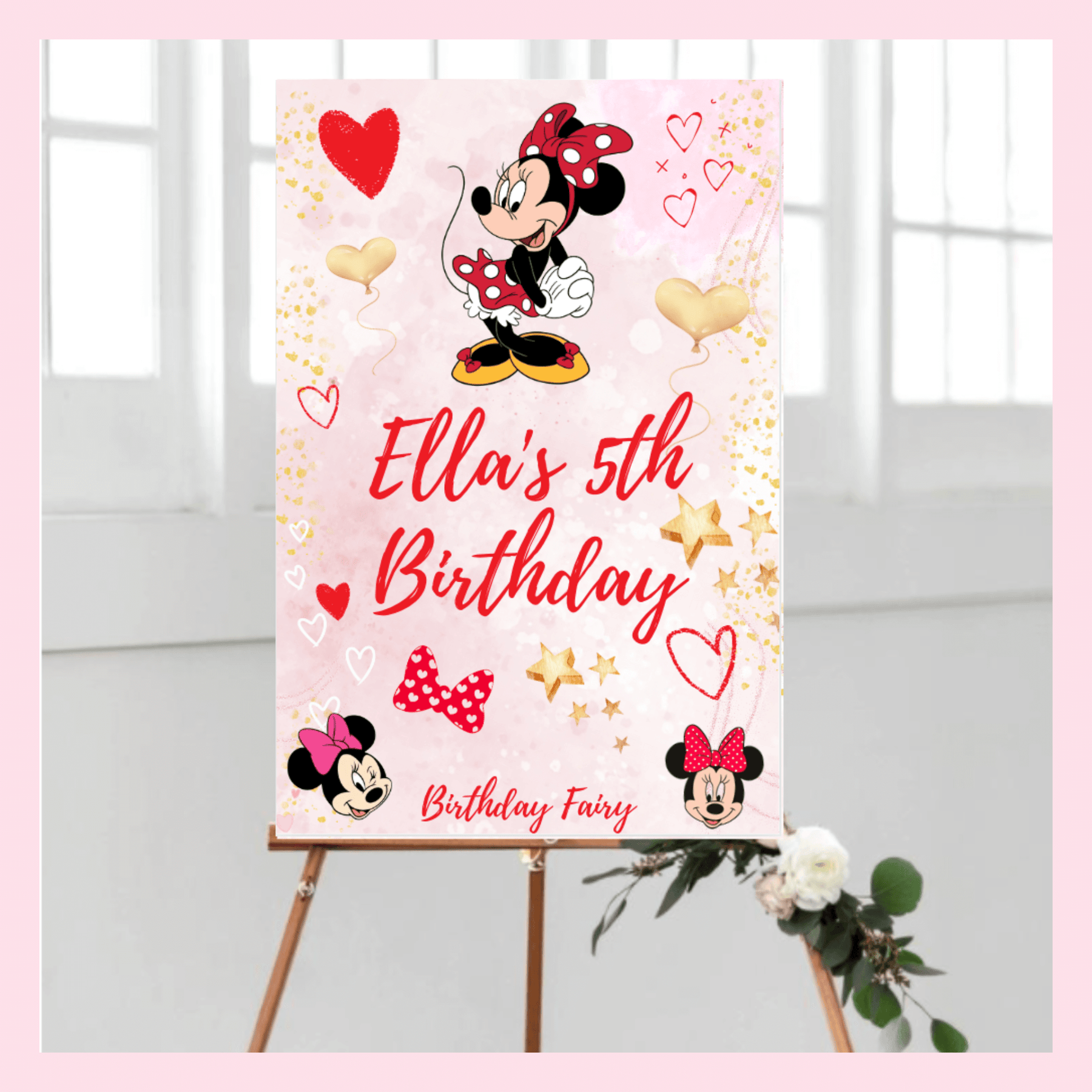 Custom Minnie Mouse Kids Birthday Party Sign | Delivery Australia Wide ...