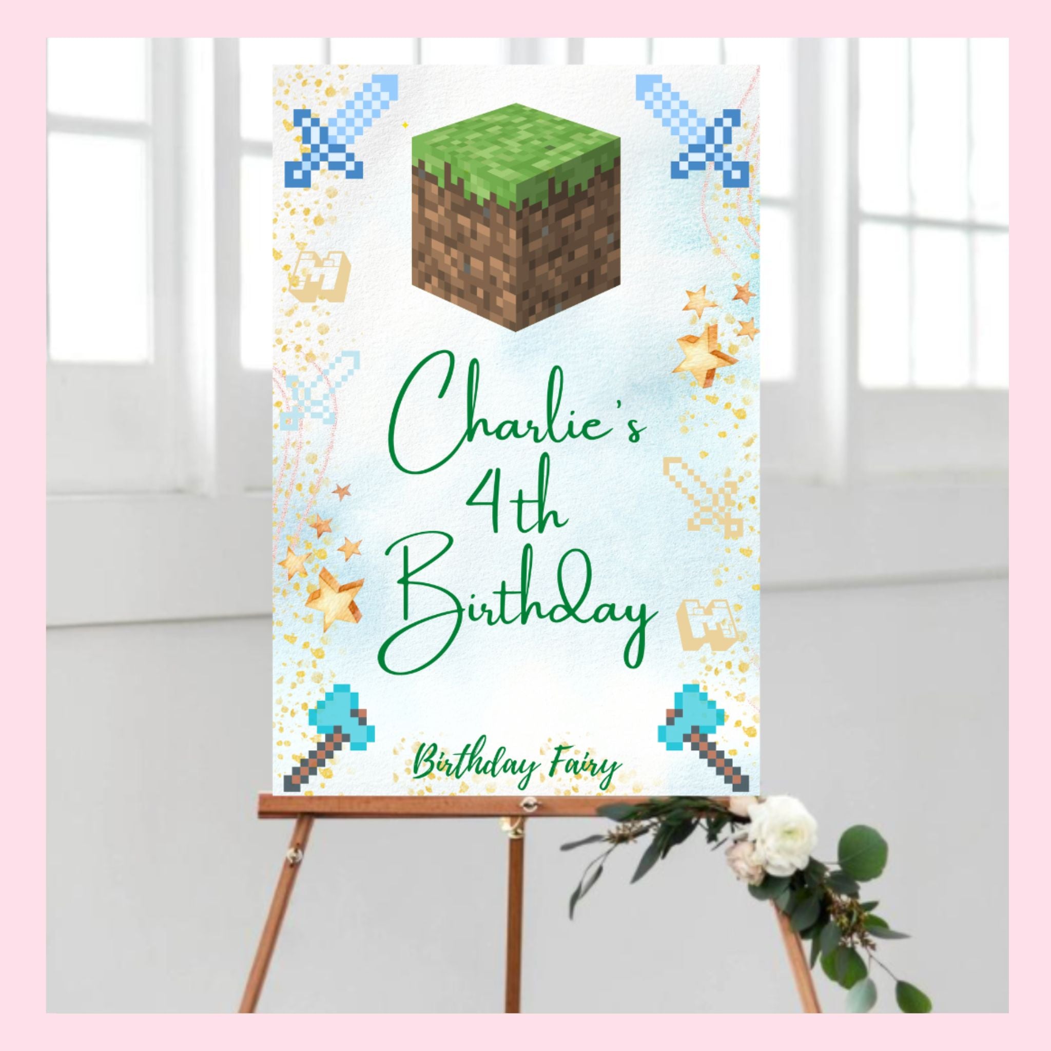 Minecraft Party Birthday Sign | Birthday Fairy – Birthday Fairy - Australia