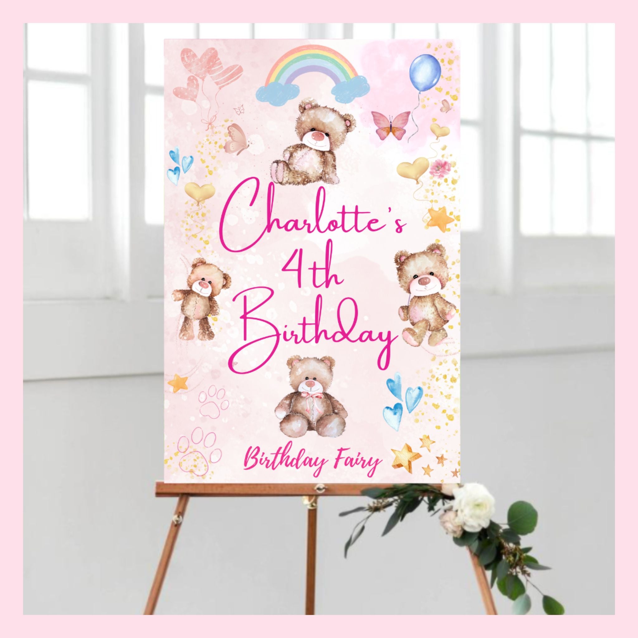 Teddy Bear Party Sign | Birthday Fairy – Birthday Fairy - Australia